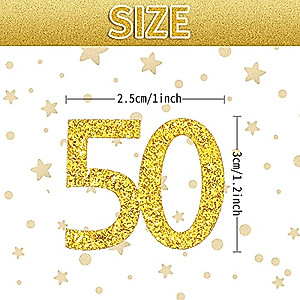 200 Pieces Birthday Confetti Gold Confetti Anniversary Confetti Glitter Gold Table Confetti for Birthday, Anniversary Party Supplies (50 Style)