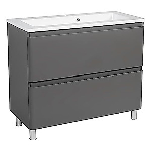 Sample of Cabinet Finish | Modern Free Standing Bathroom Vanity with Washbasin | Comfort Gray Matte Collection | Non-Toxic Fire-Resistant MDF-Omega Collection 24"