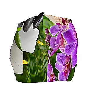 WONDERTIFY Zen Basalt Stones Orchid Knit Hat Bamboo Black Pebble Rock Beanie Hats for Men Women Warm, Soft & Stretchy Daily Ribbed Baggy Skull Cap Oversize