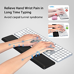 HONKID Low Profile Wrist Rest (H 0.2-0.58in) for Slim Keyboards, Made of Cool Gel and Non-Slip Rubber Base, Easy Typing and Relieve Wrist Pain, Black
