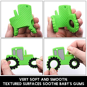 Baby Tractor Car Silicone Teether,Sensory Chew Toys,BPA Free Soft and Effective Infant Teething Pain Relief Toys,Freezer Safe,Food Grade Silicone,Best Shower Gift for Boys and Girls (Green)