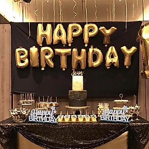 TONIFUL Glitter Silver Letter Happy Birthday Sign Centerpieces for Table Birthday Party Supplies Birthday Favor Decoration for 30th 40th 50th 60th 70th 80th 90th 100th Birthday Table Decoration