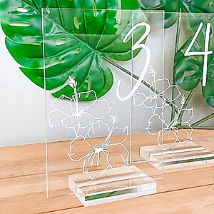 10 Pack Clear Acrylic Sign for Table Numbers, 5x7 Inch Acrylic Sign Blanks Acrylic Sheets 1/8 inch Thick, Use for DIY Table Numbers Wedding Table Signs Display Stand Signs for Wedding Party Events
