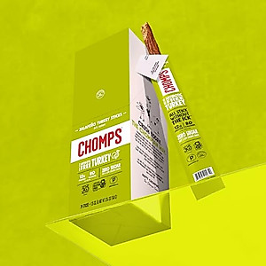 Chomps Jalapeño Turkey Jerky Meat Snack Sticks 10-Pack - Keto, Paleo, Low Carb, Whole30 Approved, 12g Lean Meat Protein, Gluten Free, Antibiotic Free, Zero Sugar Food