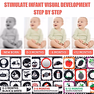 ONTODEX Baby Toys 0-6 Months, 4-in-1 Infant Tummy Time Mat, Newborn Black and White High Contrast Toddler Sensory Activity Play Mat with Mirror, Teethers, Rattles