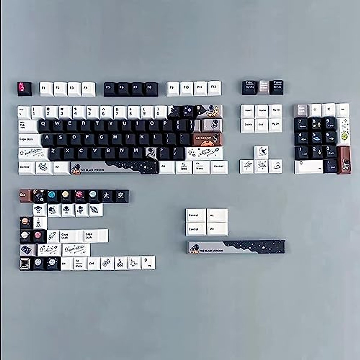 ZXMICYFA PBT Keycaps, 143 Keys Dye-Sublimation PBT Keycap Set Cherry Profile Keycap with 7U Spacebar for ASIN Layout Cherry Gateron MX Switches Mechanical Keyboard