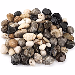 Nicunom 6 Lbs Mixed Color Polished Pebbles, Natural Polished Decorative Stones Gravel River Rocks for Aquariums, Landscaping, Vase Fillers, Succulent, 96-Oz