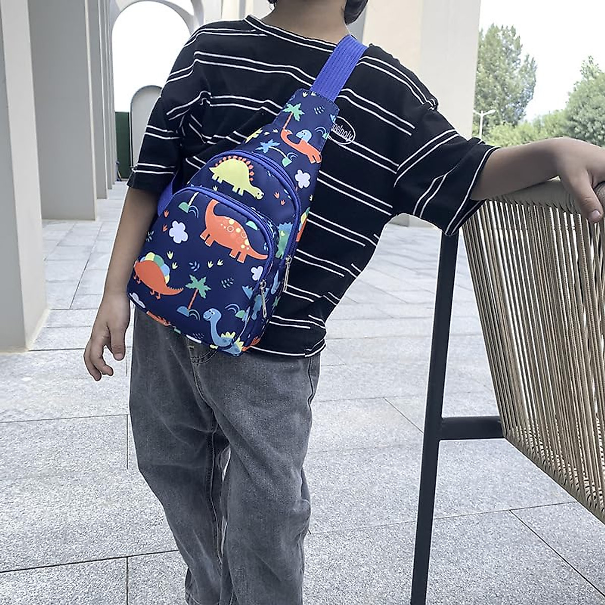 Hiflyer Kids Crossbody Bag Kids Sling Bags, Small Nylon Sling Bag for Kids Travel Bag for Kids, Cartoon Sling Bag for Kids (Blue)