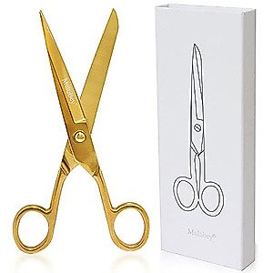 Buqoo Scissors Gold, 7 in, sharp, left hand/right hand. Gold Scissors Can Be Used As a Gift for Craft Lovers (With Gift Box)