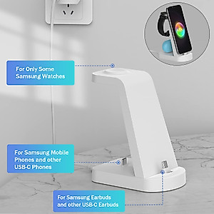 Charging Station for Samsung Multiple Devices,3 in 1 Fast Charging Stand USB-C Charger for Galaxy Watch 5/5 Pro/4/3/Active,Galaxy S23/S22/S21/S20/S10/Note20/Note10/Z Flip 4/Z Fold 4/Galaxy Buds