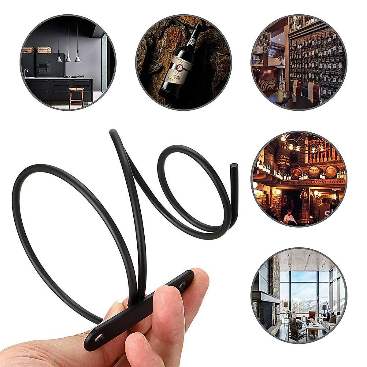 Mlijzard 2 Pcs Spiral Wine Bottle Holder,Metal Wall Mounted Wine Rack,Wine Bottle Display Holde for Wine/Beverages/Liquor Bottles Storage,Wall Wine Theme Decor