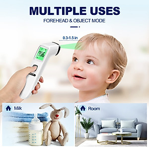 Non-Contact Thermometer for Adults and Kids, Digital Forehead Thermometer with Fever Alarm, Silent Mode and 35-Set Memory, Forehead/Object 2 in 1 Mode, FSA/HSA Eligible Thermometer 01