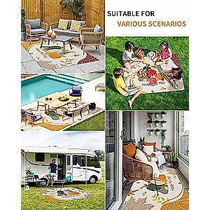 Fall Thanksgiving Outdoor Rug for Patio, Large Floor Mat Happy Y'all Boho Style Pumpkin Non Slip Area Rug Rubber Backing Quick Dry Clearance Carpet for Camping Rugs, Garden, Lawn, Deck, Porch, 6' x 9'