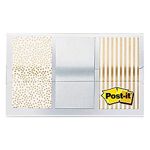 Post-it Flags, 60 Count, 1 in Wide, Assorted Metallic Designs (682-METAL), Metallic Solid, Polka Dots and Stripes