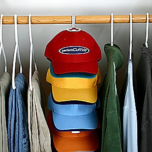 Perfect Curve Cap Rack Pro System – Hat Rack for Baseball Caps | Over Door Organizer | Baseball Cap Organizer |Hat Hangers for Closet |Hat Organizer for Wall | 10 Clips Hold up to 30 caps | White