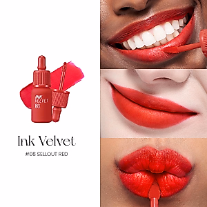 Peripera Ink the Velvet Lip Tint, High Pigment Color, Longwear, Weightless, Not Animal Tested, Gluten-Free, Paraben-Free (008 SELLOUT RED)