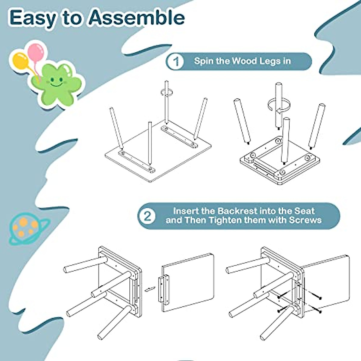 Costzon Kids Table and Chair Set, 5-Piece Toddler Table & 4 Chairs w/Toy Bricks for Arts, Crafts, Snack Time & Homework, Classroom Playroom Daycare Furniture for Boys & Girls Age 3-7 (Grey, Blue)