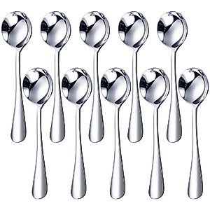 HANSGO 10PCS Mini Coffee Spoons, 4.6 Inch Demitasse Espresso Spoons Small Stainless Steel Tea Spoon for Cake Ice Cream Dessert Food Sample Cocktail Hour Party Favor