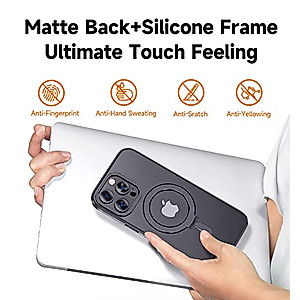 MAGIC JOHN Magnetic Case for iPhone 14 Pro Max Phone Case [Compatible with Magsafe] [with Magnetic Mental Stand][Military Grade Shockproof][Anti Yellowing],Black