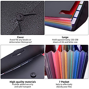 7-Pocket Expanding File 3pcs, Plastic Expandable File Folder - Black&Blue&Red