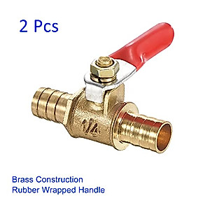 M METERXITY 2 Pack Pressure Valve - Water Control Valve, Non-Slip Handle Dual Barb Shut-off Valve, Apply to Outdoor/Garden/Swimming Pools(10mm x 10mm, Brass)