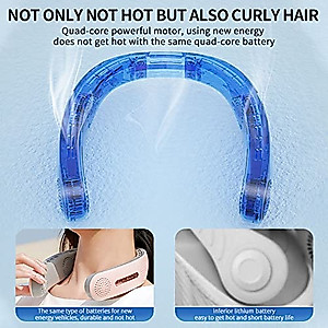 CICINOESI Neck fan rechargeable 4000mAh Bladeless 4 Turbo Fan lazy fan mini fan portable 9oz ultra light bladeless neck fan no hair clip 3 speeds portable Hand Free Strong neck fan Quiet Gifts (White)