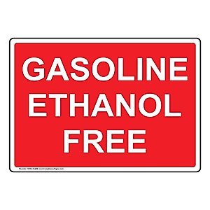 ComplianceSigns.com Gasoline Ethanol Free Label Decal, 7x5 inch Vinyl for Gases