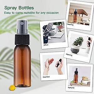 LISAPACK 1oz Spray Bottle Small (Amber, 6 Pack) Empty Plastic Mini Fine Mist Travel Size Atomizer, Tiny Sprayer for Little Perfume, Water, Cologne, Alcohol, Samples (Brown, 30ml)