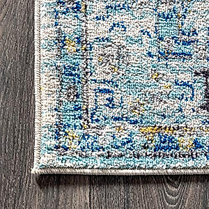 JONATHAN Y MDP202A-4 Modern Persian Boho Vintage Medallion Bohemian Indoor Area-Rug Country Easy-Cleaning Bedroom Kitchen Living Room Non Shedding, 4 ft x 6 ft, Cream,Blue