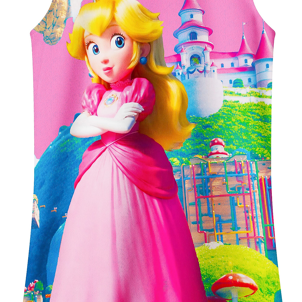 Poterloy Princess Peach Dress for Girls Toddler Kids Costume Toys Plush Casual Kids Dress Home Party Play Wear, 7-8 Years, 1-pink