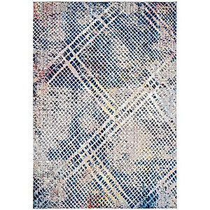 SAFAVIEH Monray Collection Area Rug - 8' x 10', Blue & Multi, Modern Abstract Distressed Design, Non-Shedding & Easy Care, Ideal for High Traffic Areas in Living Room, Bedroom (MNY656E)