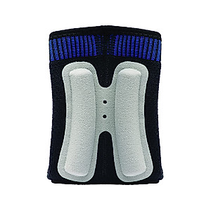 PRO-TEC ATHLETICS Achilles Sleeve with dual gel compression strips, Black/Blue, Medium (3707F)