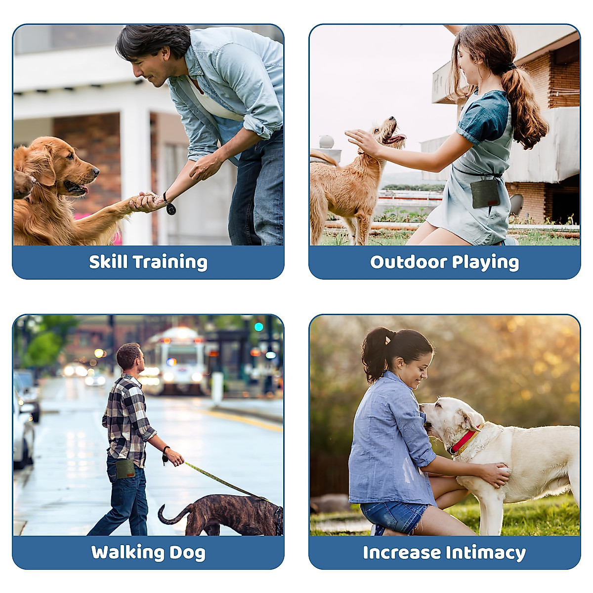 cambk Dog Treat Pouch Training Kit, Small Puppy Treat Bag with Clip for Leash, Hands Free Auto Closure Pouches with Dog Clicker and Silent Whistle for Pet Training