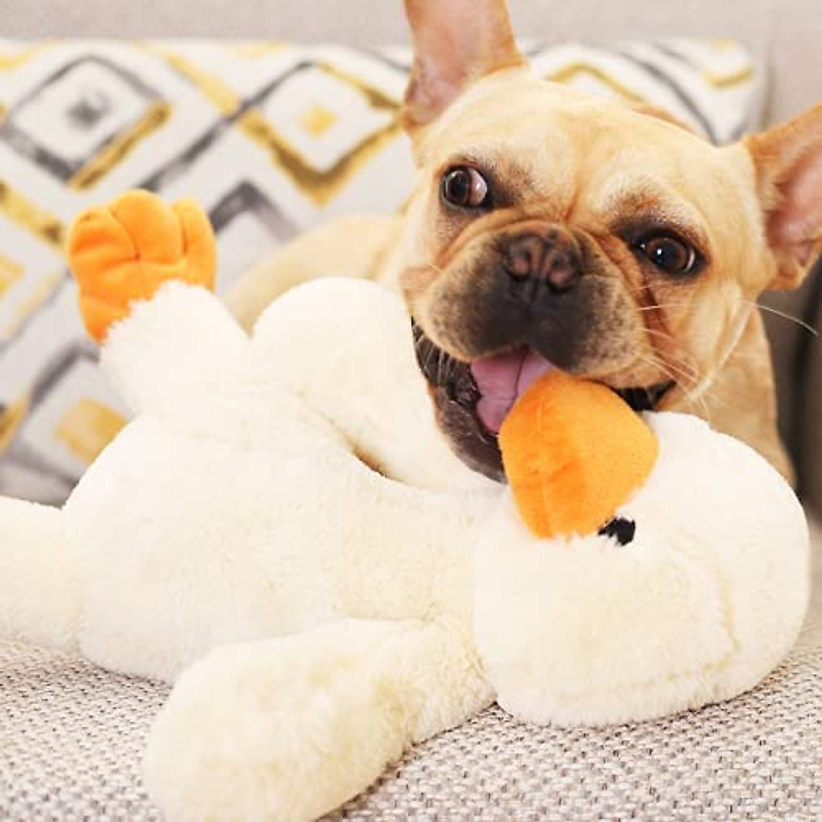 HOOPET Plush Duck Dog Toy - Large Squeaky Soft Pillow Snuggle Cuddle Puppy Toy for Big, Medium & Small Breed Dogs