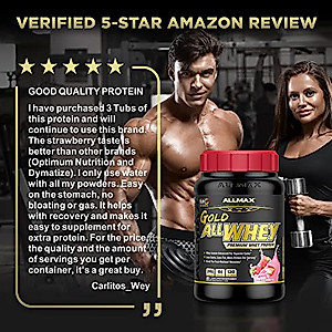 ALLMAX Nutrition - Gold ALLWHEY Protein Powder, Whey Protein Blend for Strength and Muscle Gains, Post Workout Recovery, Gluten Free, 24 Grams of Protein, Chocolate, 5 Pound
