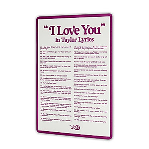 I Love You in Music Taylor Lyrics Metal Tin Sign Posters Merch Gift for Room Decor Aesthetic Music Album Taylor Wall Art 8X12Inch