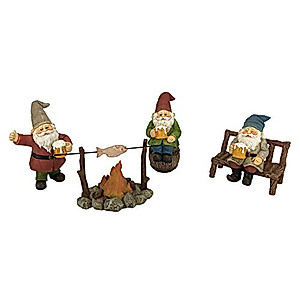 GlitZGlam Happy Gnomes Beer Drinking Buddies! - 5-Piece Garden Gnome Set for The Miniature Fairy Garden