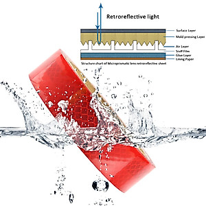 Reflective Tape 1 inch Wide 15 FT Long High Intensity Red Trailer Reflector Safety Conspicuity Tape for Vehicles Trucks Bikes Cargos Helmets