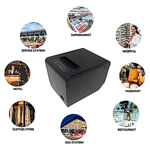 ZY808 Receipt Printer - 80mm POS Thermal Printer with WiFi USB LAN Connection, Support iOS, MAC, iPhone, Android, PC and Support Ebay, Amazon, Shopify, Etsy, USPS Integration.