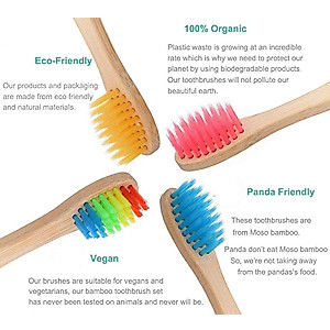 ECOPRO Kids Bamboo Toothbrushes 20 Pack Manual Toothbrush Set Premium, Eco-Friendly Wooden Handle Tooth Brushes Kit for Chidren (Mixed-Color 20 Pcs)