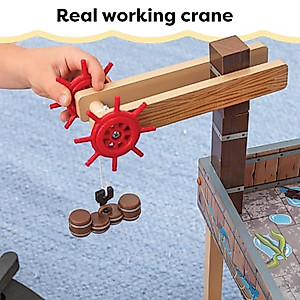 KidKraft Pirate's Cove Wooden Ship Play Set with Lights and Sounds, Pirates and 17-Piece Accessories, Gift for Ages 3+