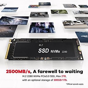 Beelink SER5 Mini PC,AMD Ryzen 5 5560U Processor,up to 4.0 GHz(6C/12T),Mini Computer with 16G DDR4 RAM/500GB M.2 2280 NVMe SSD,Support 4K FPS/WiFi 6/BT5.2/Triple Screen Display/USB3.2/Gigabit LAN