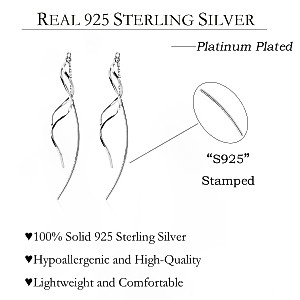 SLUYNZ Sterling Silver Curve Dangle Earrings for Women Teen Girls Wave Dangle Earrings Threader Tassel (A-Silver)