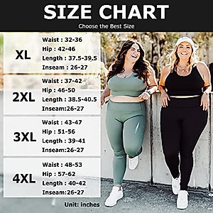 NEW YOUNG 3 Pack Plus Size Leggings with Pockets for Women,High Waist Tummy Control Workout Yoga Pants (3X-Large, Black/Black/Black)
