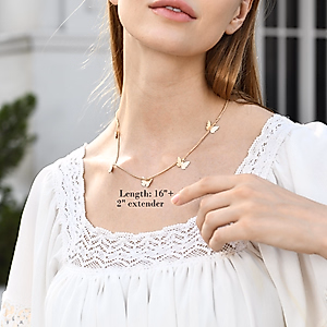 Ldurian Dainty Necklace, Layered Necklaces for Women, 14K Butterfly Choker Layering Chokers for Women, Dainty Butterfly Stack Jewelry