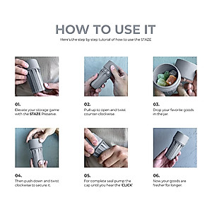 Staze Preserve Vacuum Sealed Storage Jars (148ml) | Patented Smell Proof Containers | Herb Storage & Food Storage Container with UltraViolet Protection -(CLOUD)