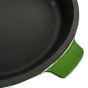 Berghoff 2Pc Neo Enameled Cast Iron Cookware Set, Fry Pan 10 Inches, Steak Press, Oven Safe Up To 400°F, Green