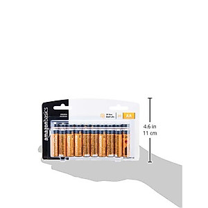 Amazon Basics 20 Pack AA Alkaline Batteries - Blister Packaging