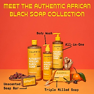 Alaffia Authentic African Black Soap Bar, Handcrafted to Cleanse and Moisturize Skin with Unrefined Shea Butter and Palm Kernel Oil, Fair Trade, Ethically Crafted, Unscented 3 Oz