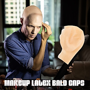 WXJ13 4 PCS Halloween Makeup Latex Bald Caps and 4 PCS Nylon Wig Caps for Halloween Party Adult Costume Accessory